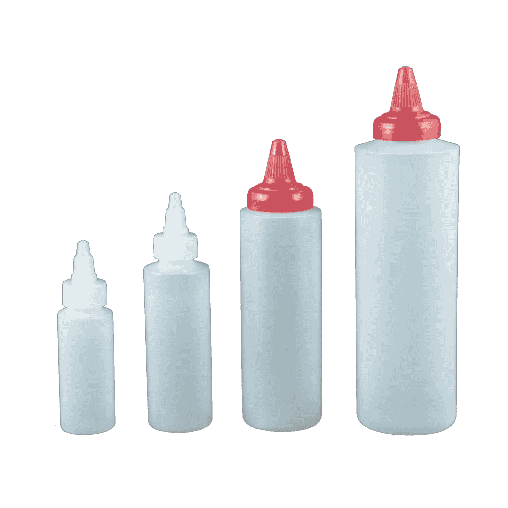 HDPE Bottles w/ Twist Caps for Mixing & Storing Leather Paint